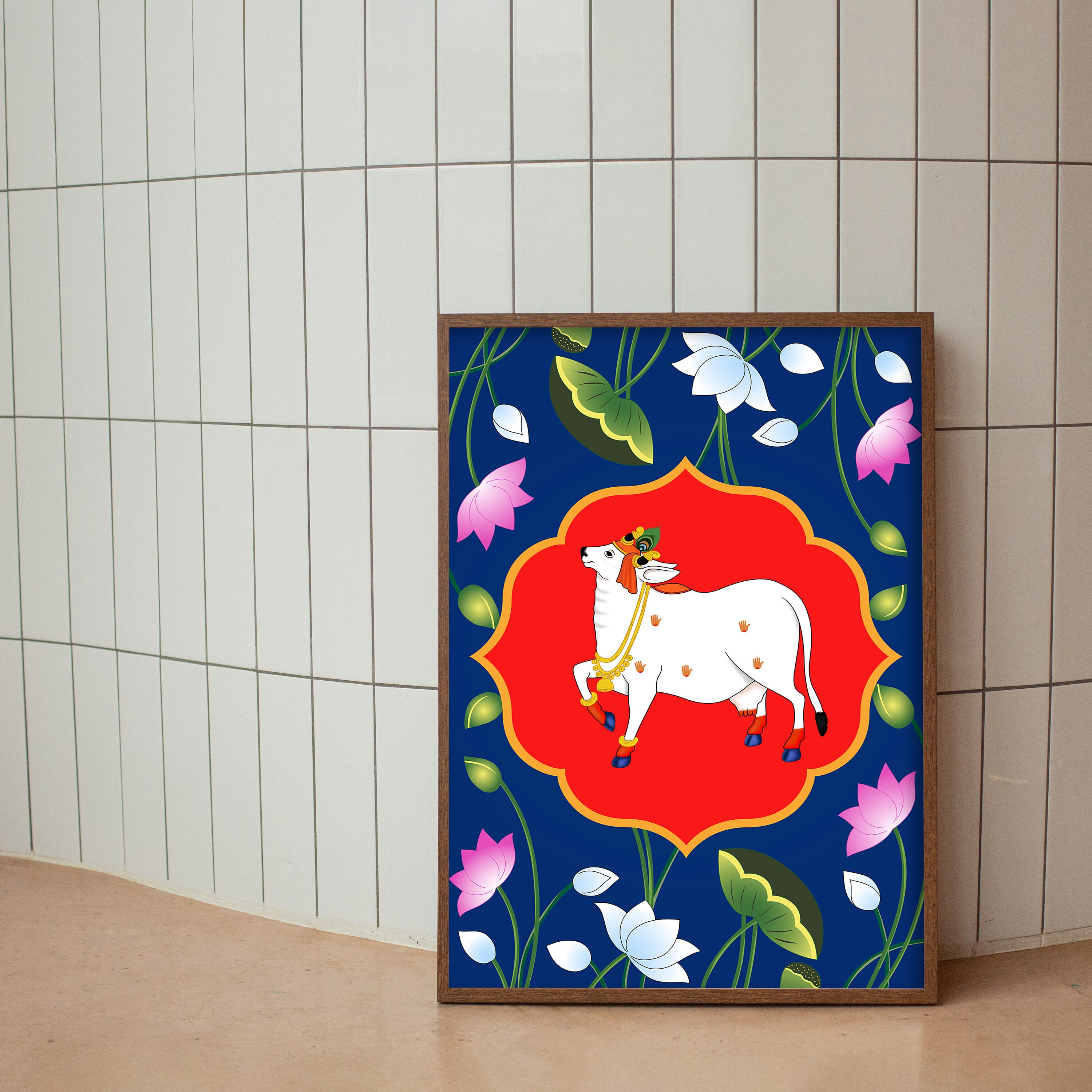 Pichwai Painting Print, Gomatha Cow, Indian Folk Art (digital Download ...