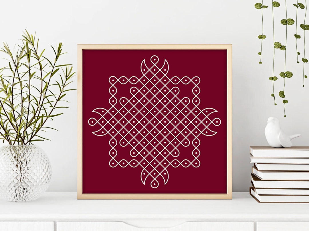 Kolam Set of 3, Indian Traditional Home Decor, Pooja Room Decor, Muggu ...