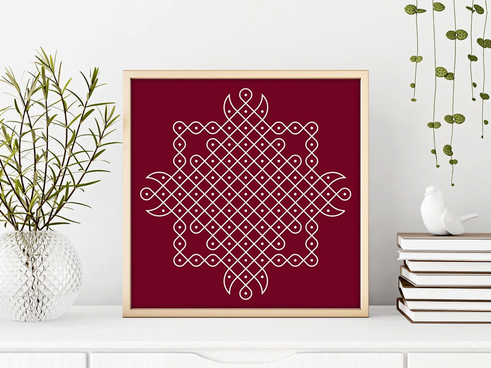 Kolam Set of 3, Indian Traditional Home Decor, Pooja Room Decor, Muggu ...