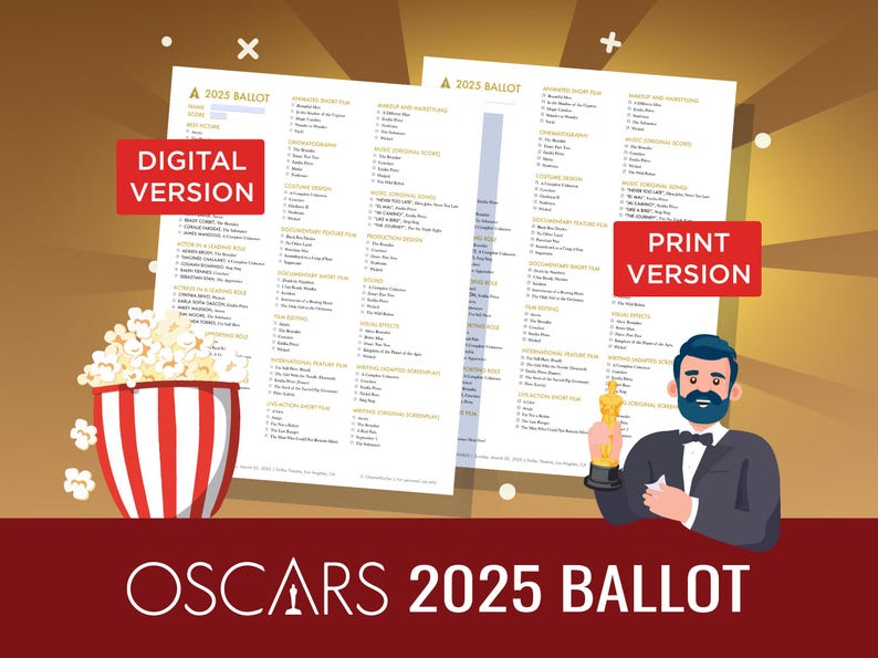 2025 Oscars INTERACTIVE + PRINTABLE Minimalist Ballot | 97th Annual ...