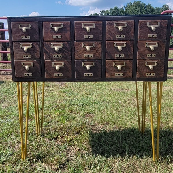 Antique Oak Card Catalog Cabinet - Etsy