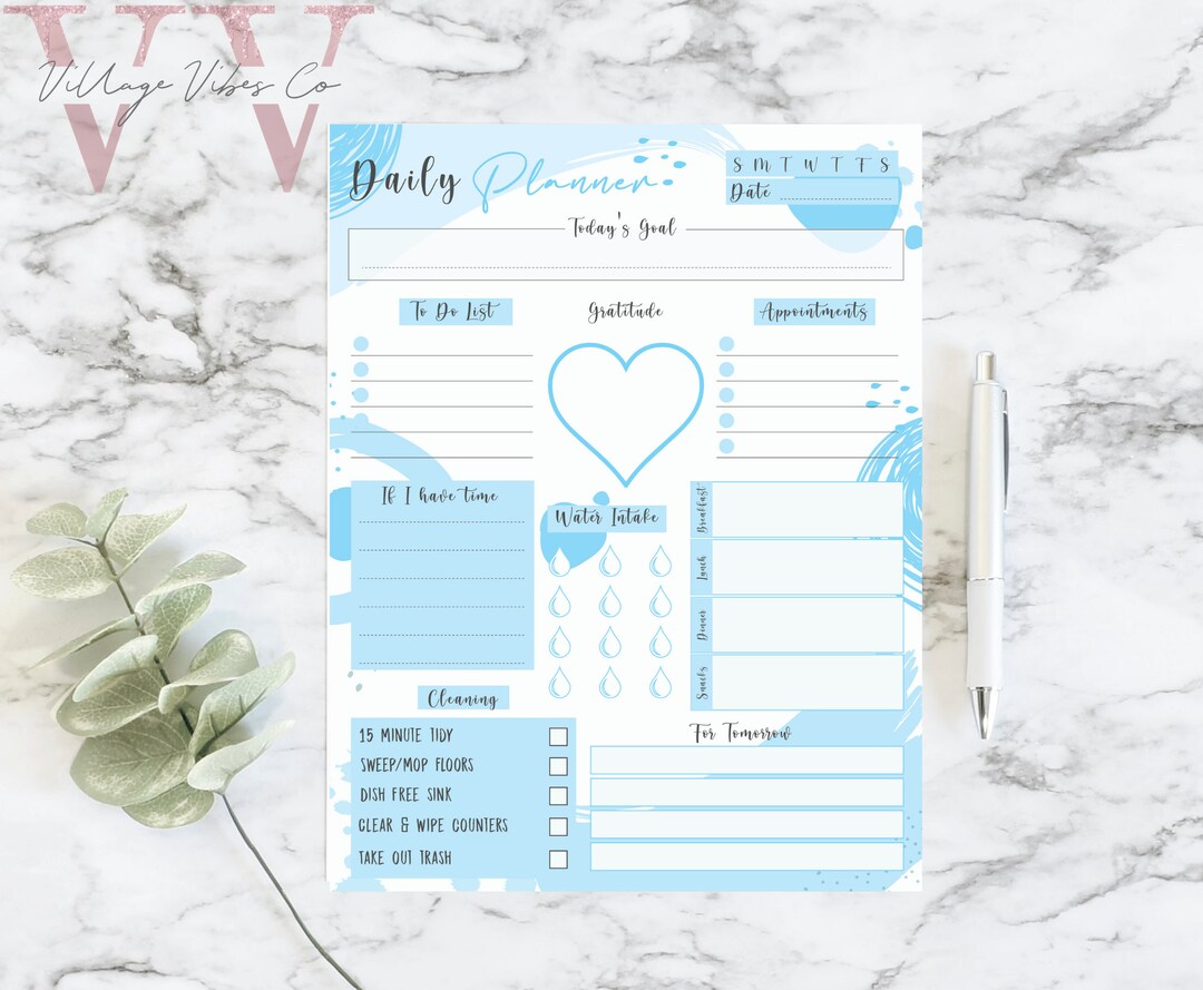 Printable Daily Planner, Printable To-do List, Digital Day Planner 8.5 ...