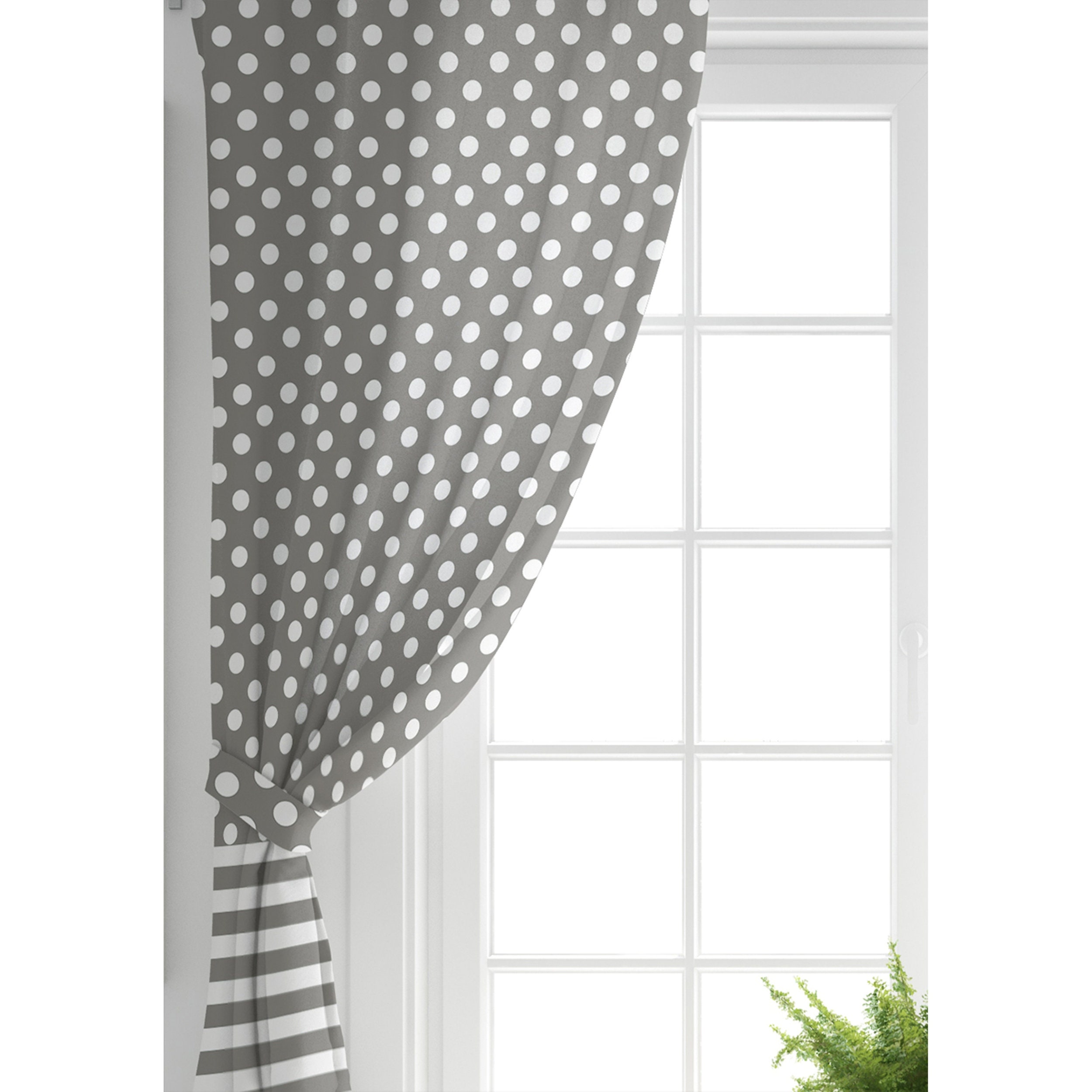 Spotted Kids Room Curtain, Polka-dot Kids Backdrop Curtain, Grey Baby ...