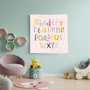 Alphabet Tapestry, Alphabet Wall Hanging, Tapestry Kids Room, Nursery ...