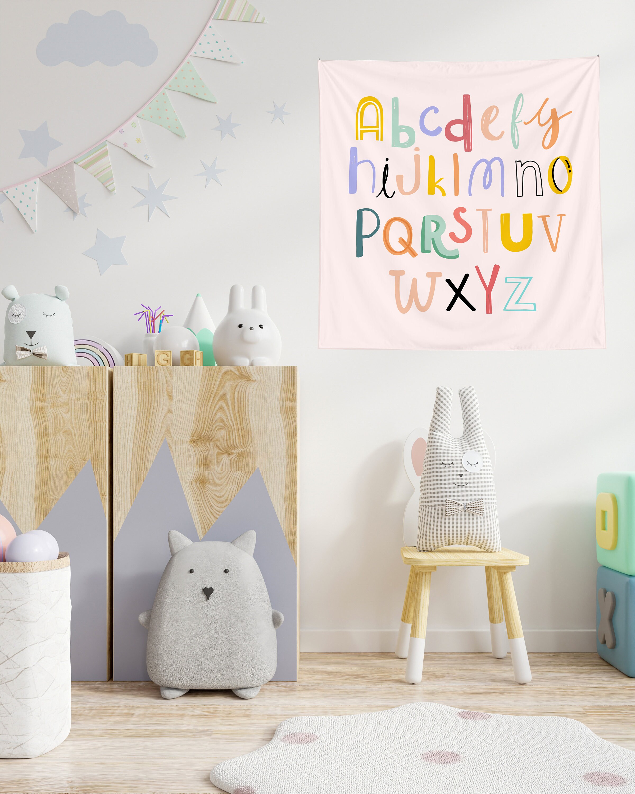 Alphabet Tapestry, Alphabet Wall Hanging, Tapestry Kids Room, Nursery ...