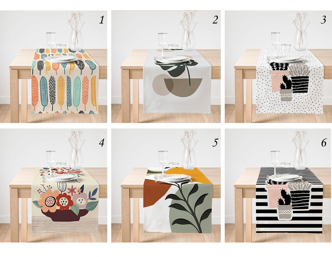 Abstract Floral Decorative Table Runners, One Drawing Runner, Suede ...