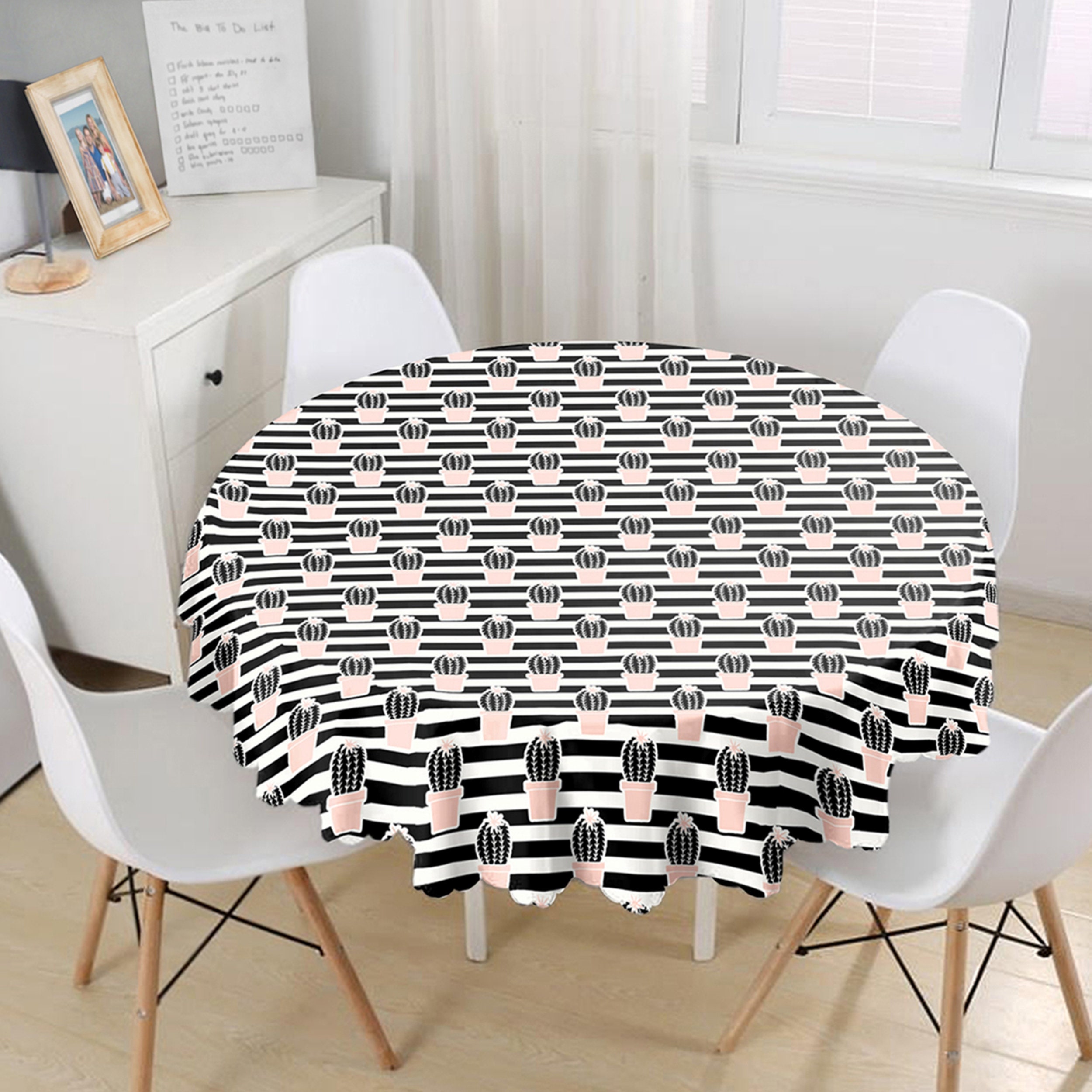 Special Design Modern Round Tablecloth, Checkered Pattern Tablecloth ...