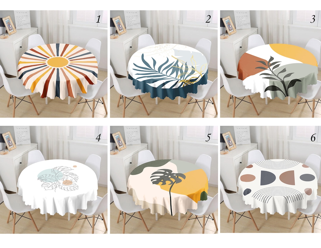 Special Design Modern Round Tablecloth, Sun and Colorful Rays ...