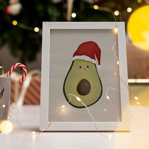 Christmas Avocado Print Christmas Art Print Xmas Poster Cute Avocado ...