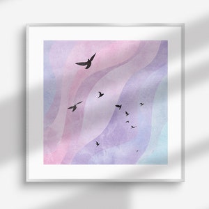 Flying Birds Poster Bird Print Abstract Birds Sky Poster Abstract Wall ...