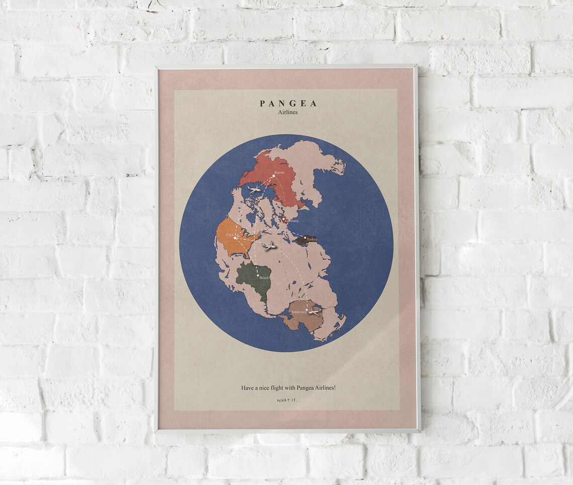 Pangea World Map Poster Geology Gifts Science Poster Geologist - Etsy
