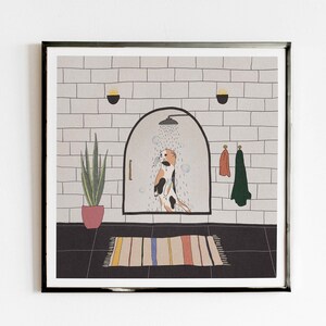 Cat Bathroom Art Print, Sad Cat in Shower, Cat Digital Download ...