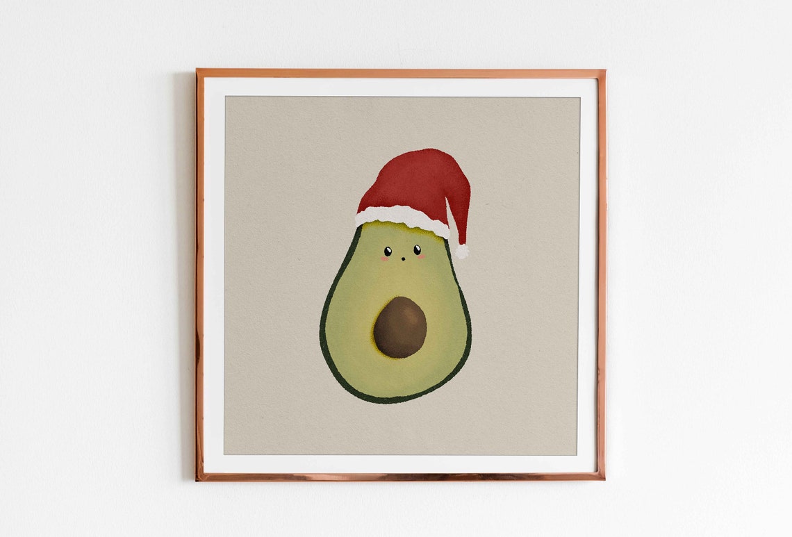 Christmas Avocado Print Christmas Art Print Xmas Poster Cute Avocado ...