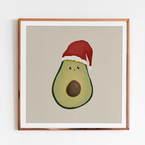 Christmas Avocado Print Christmas Art Print Xmas Poster Cute Avocado ...