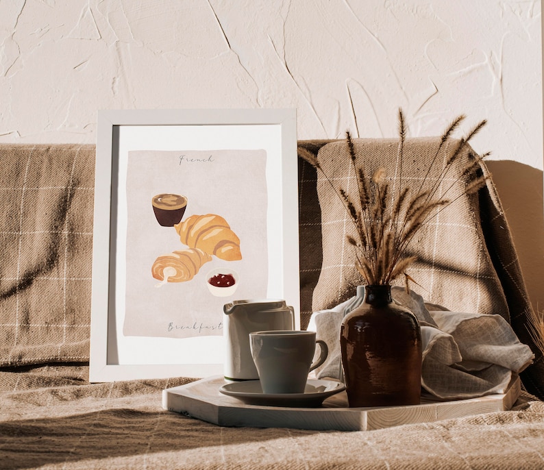 French Breakfast Art Print French Food Print Breakfast Poster | Etsy