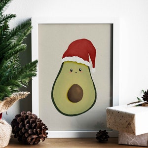 Christmas Avocado Print Christmas Art Print Xmas Poster Cute Avocado ...