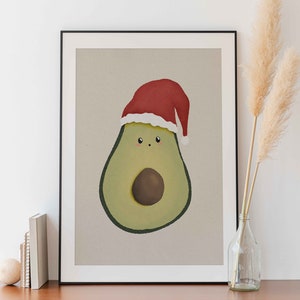 Christmas Avocado Print Christmas Art Print Xmas Poster Cute Avocado ...