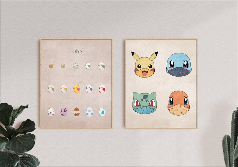 Starter Pokemon Art Print Pokemons With Masks Charmander Wall Decor ...