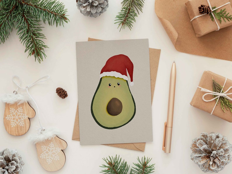 Christmas Avocado Print Christmas Art Print Xmas Poster Cute Avocado ...