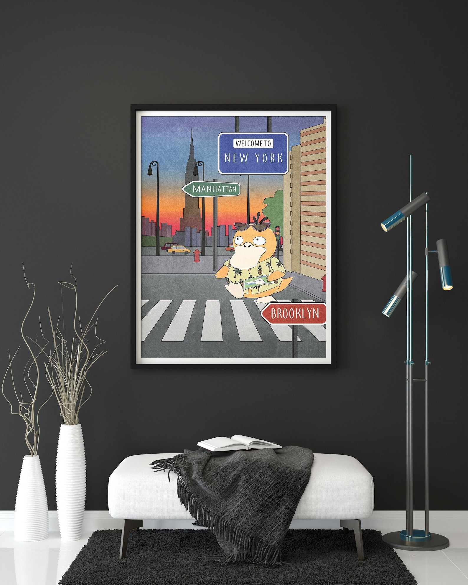 Psyduck Art Print, Psyduck Pokemon Wall Decor Pokemon Wall Art Psyduck ...