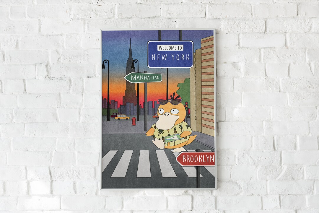 Psyduck Art Print, Psyduck Pokemon Wall Decor Pokemon Wall Art Psyduck ...