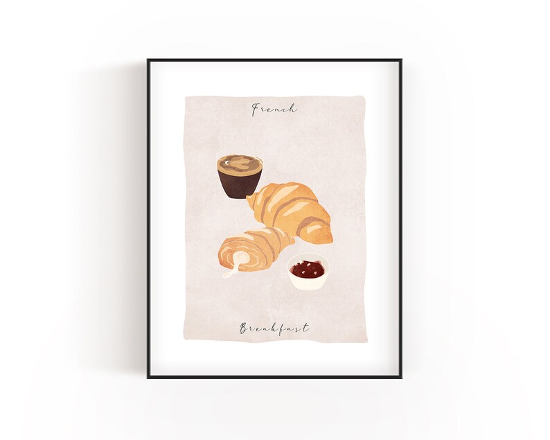 French Breakfast Art Print French Food Print Breakfast Poster | Etsy