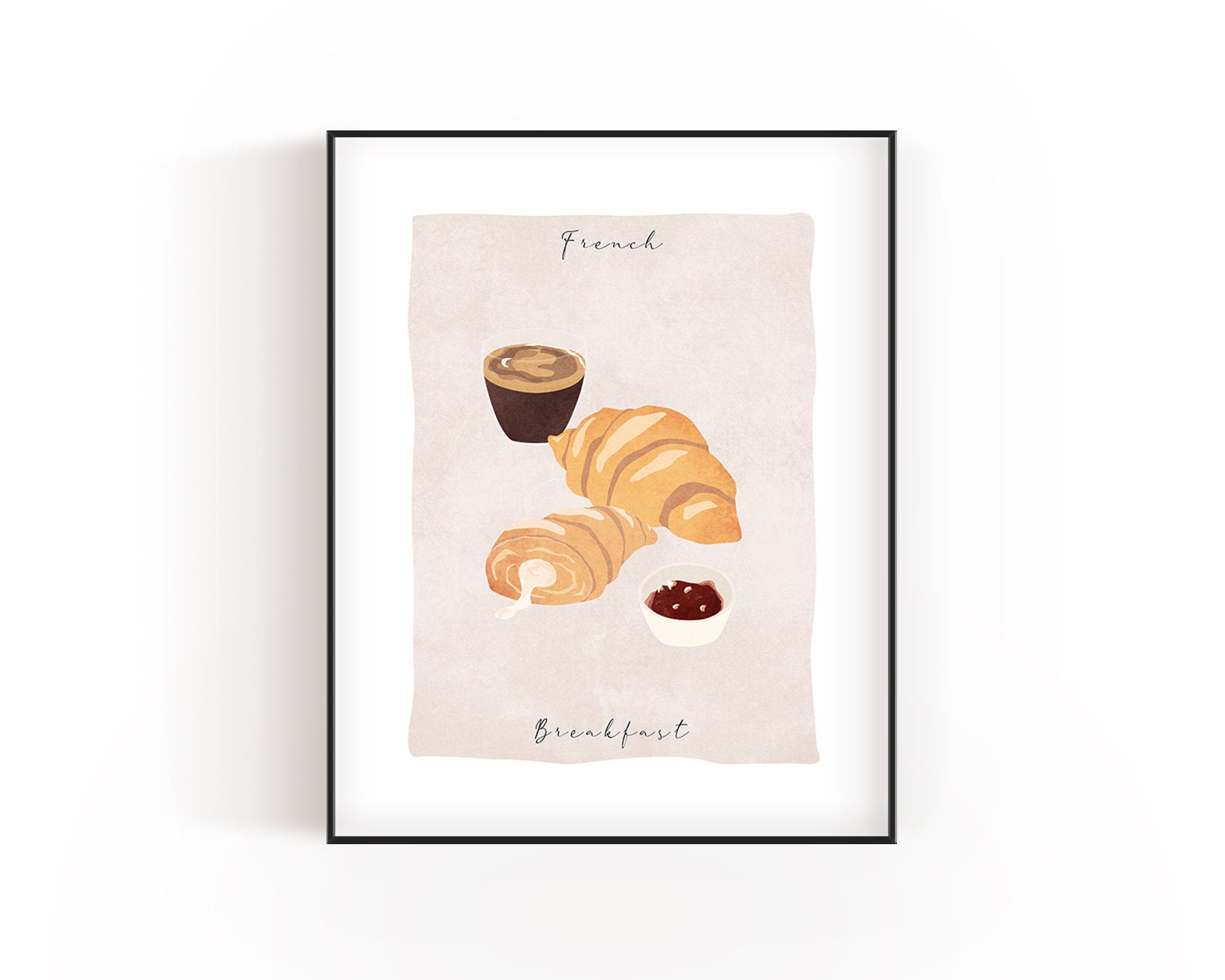 French Breakfast Art Print French Food Print Breakfast Poster | Etsy