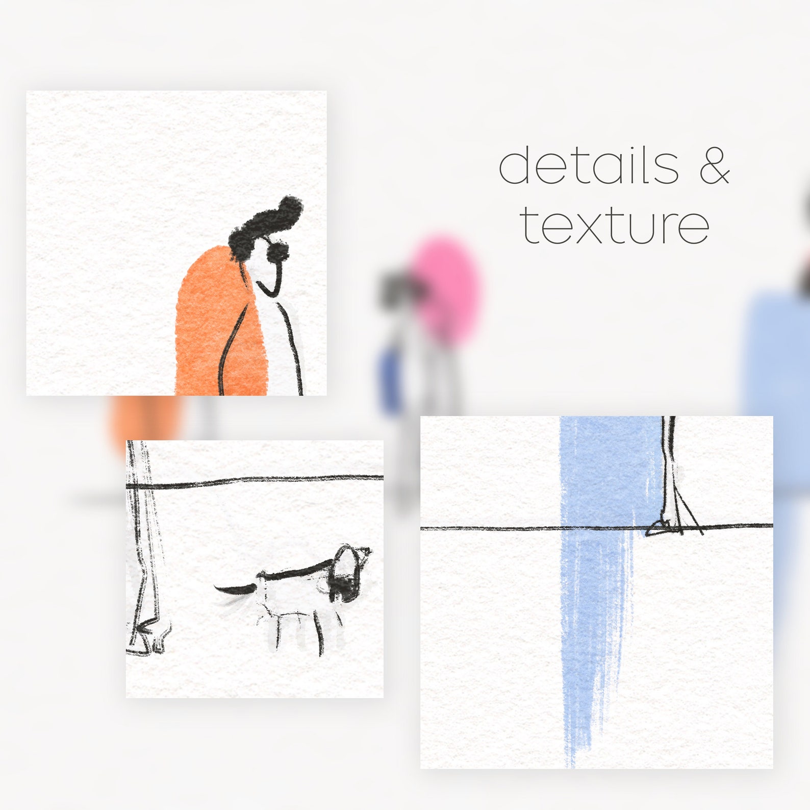 Abstract People Sketch, Minimalist Illustration, Pastel Colors ...