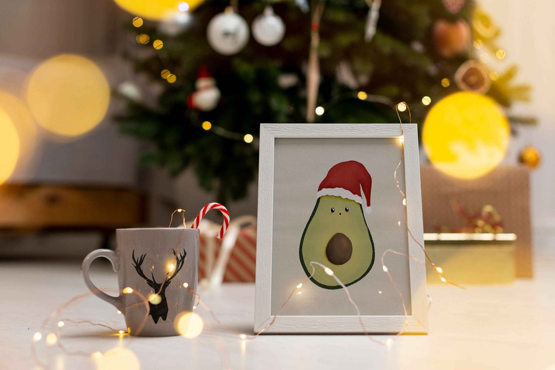 Christmas Avocado Print Christmas Art Print Xmas Poster Cute Avocado ...