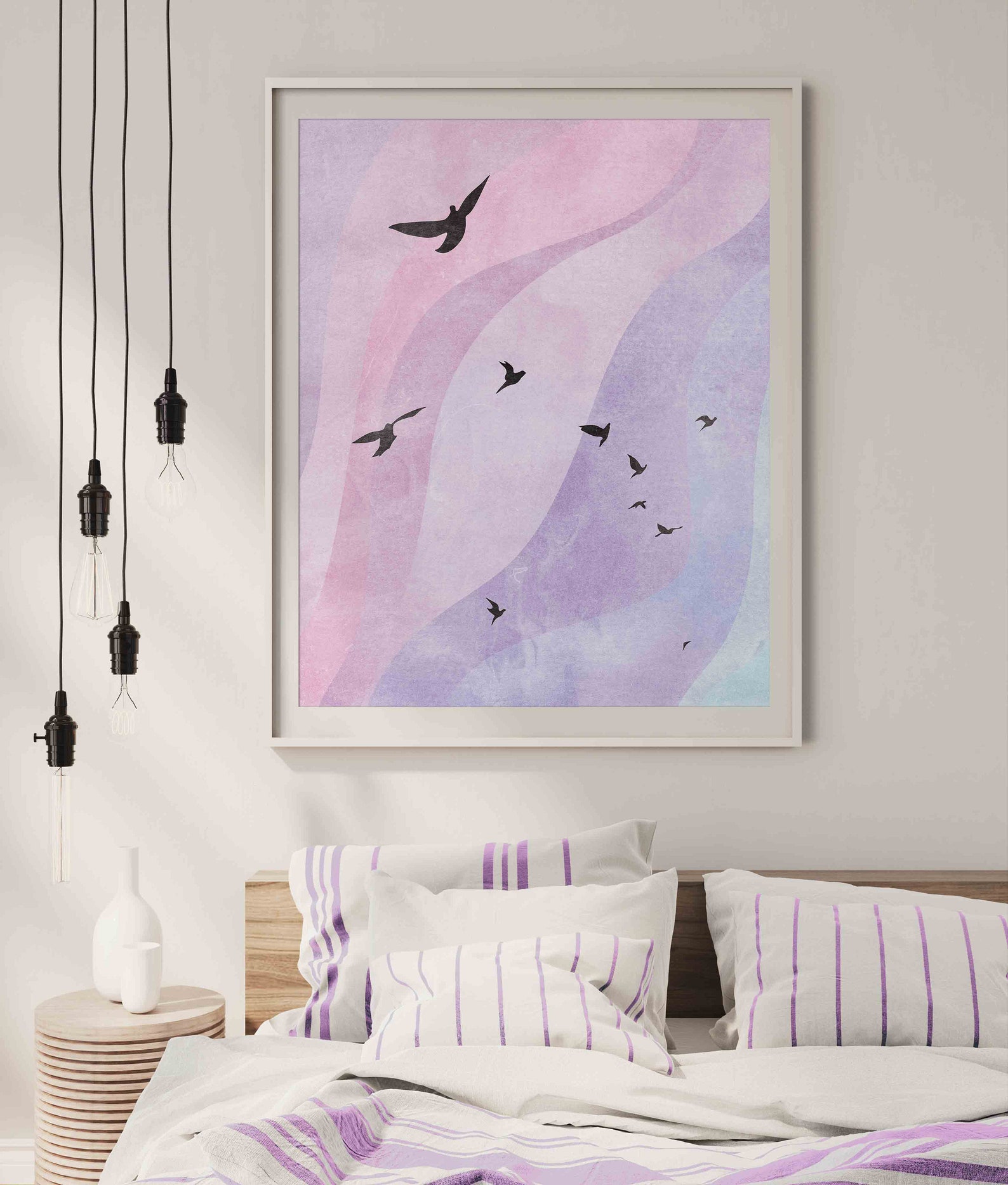Flying Birds Poster Bird Print Abstract Birds Sky Poster Abstract Wall ...