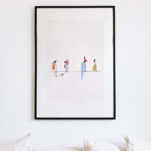 Abstract People Sketch, Minimalist Illustration, Pastel Colors ...