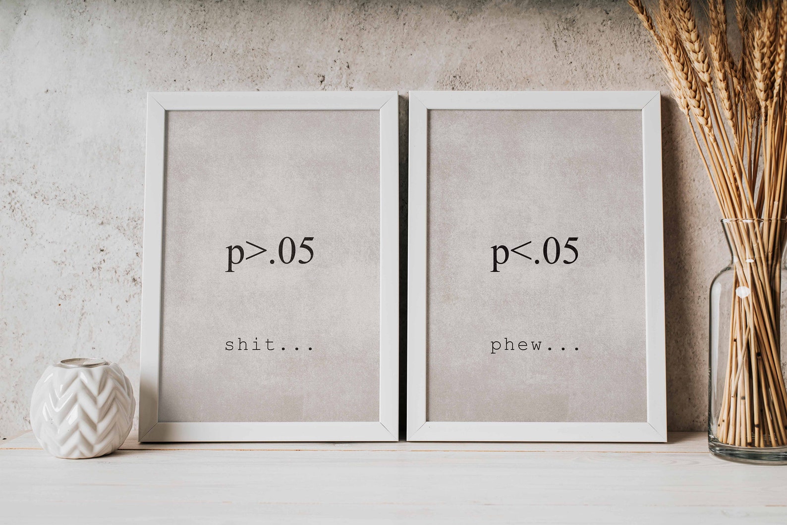 P Value Set of 2 Psychology Research Gift Social Science Poster PHD ...