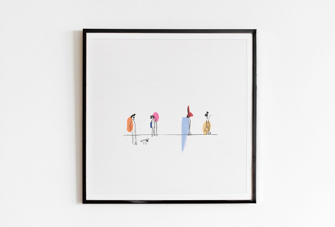 Abstract People Sketch, Minimalist Illustration, Pastel Colors ...