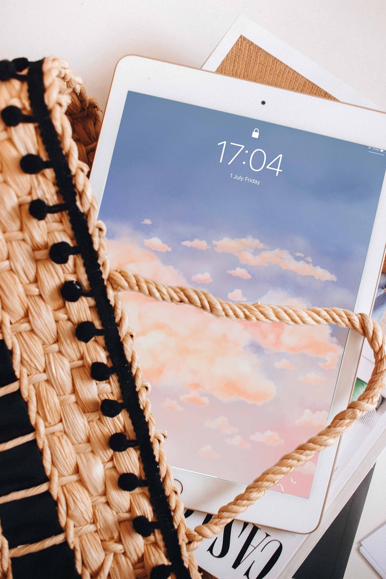 Pastel Clouds Wallpaper Ipad Cloudy Sky Background Tablet - Etsy