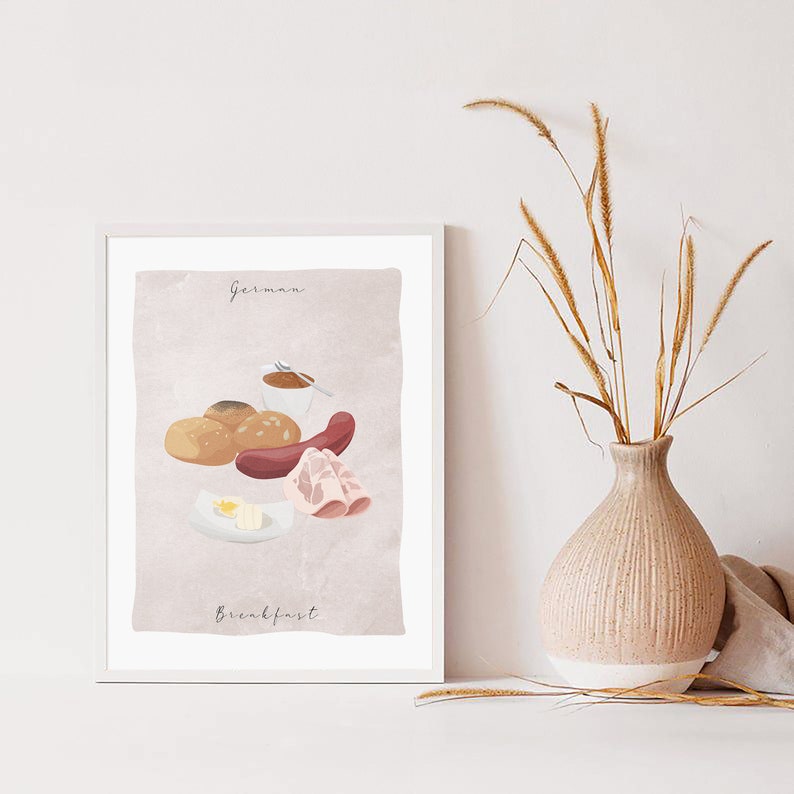 German Breakfast Art Print German Food Print Breakfast Poster | Etsy