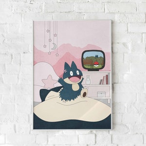 Munchlax Art Print, Nursery Decor, Munchlax Pokemon Wall Decor, Pokemon ...