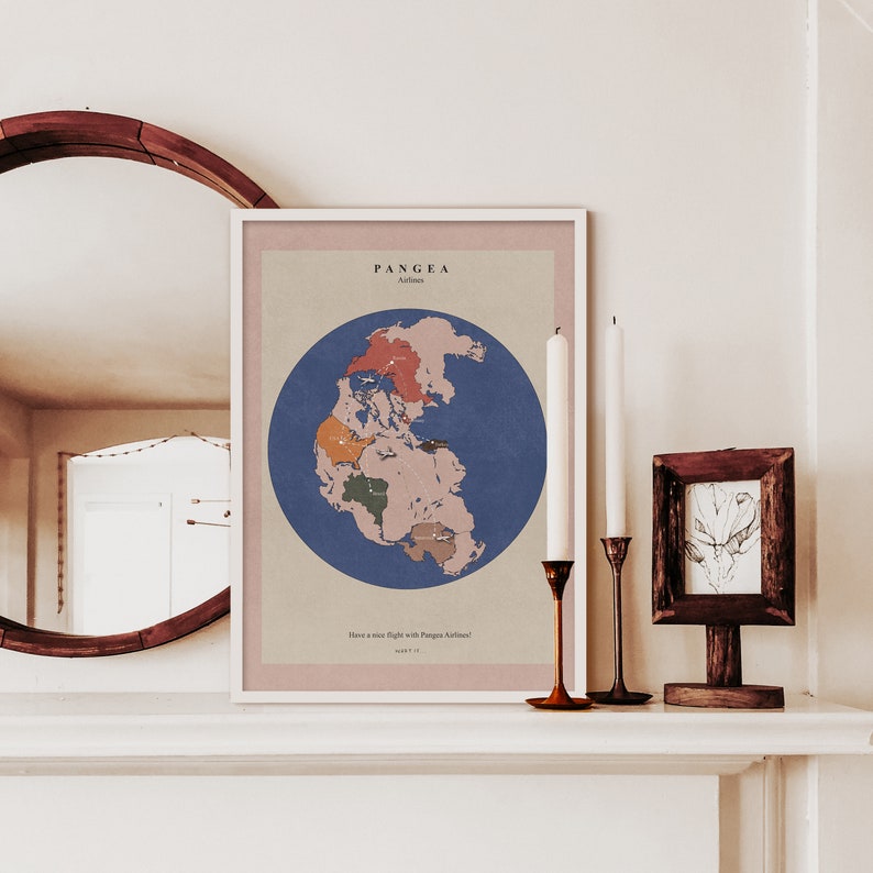 Pangea World Map Poster Geology Gifts Science Poster Geologist - Etsy