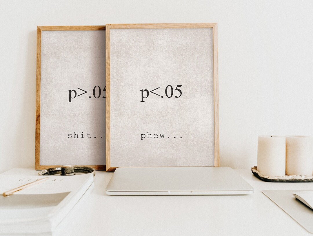 P Value Set of 2 Psychology Research Gift Social Science Poster PHD ...