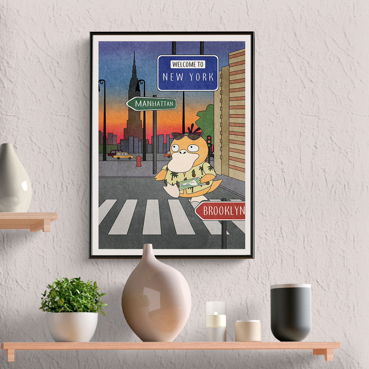 Psyduck Art Print, Psyduck Pokemon Wall Decor Pokemon Wall Art Psyduck ...