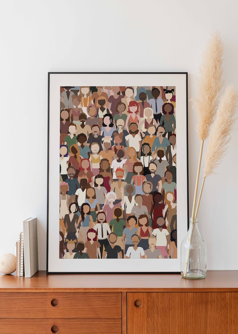 Diversity Art Print, People Poster, Multicultural Artwork, Inclusive ...