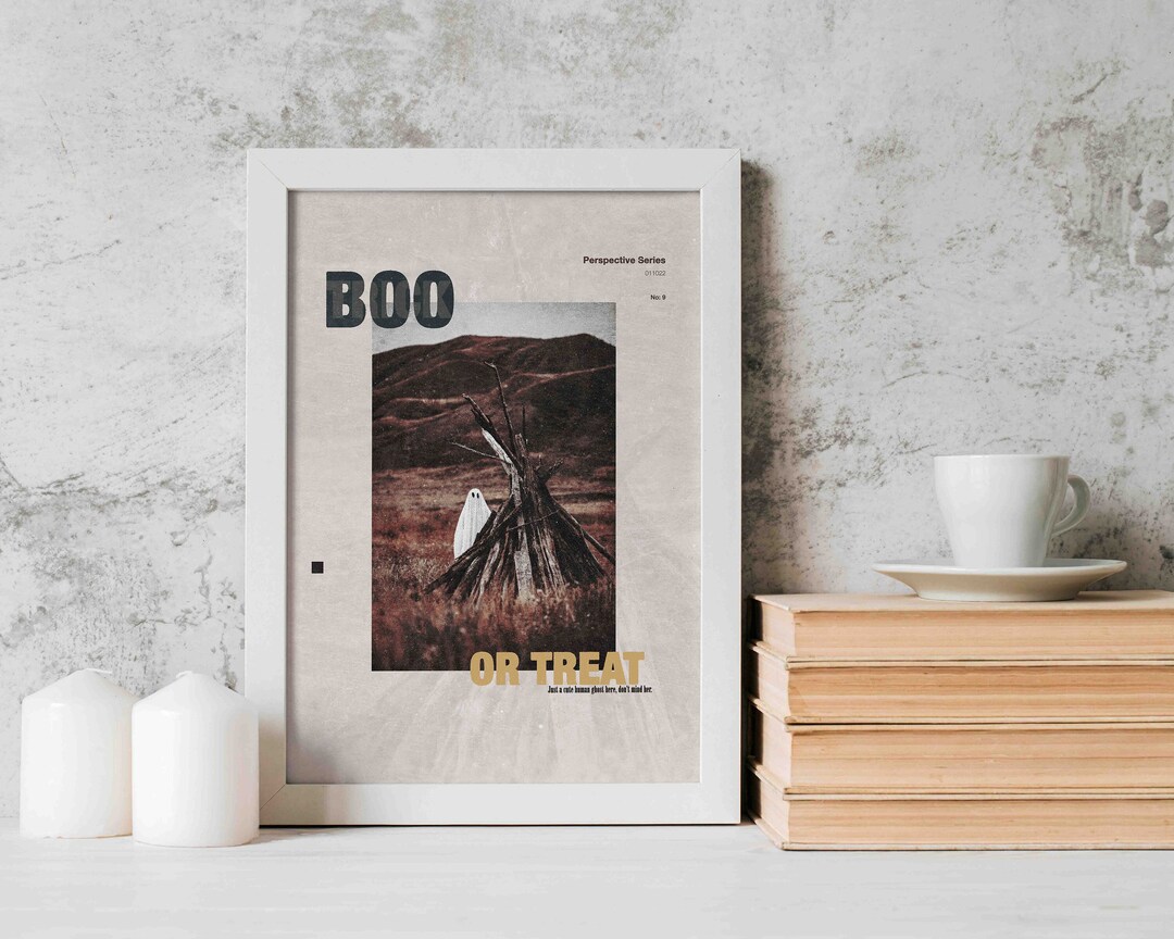 Spooky Halloween Art Print, Boo Halloween Poster Trick or Treat, Ghost ...