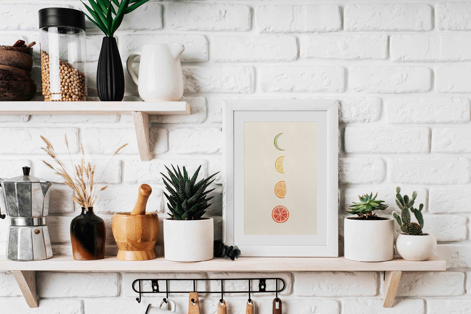 Fruit Moon Phases Print, Kitchen Wall Art, Fruits Art Print, Modern ...