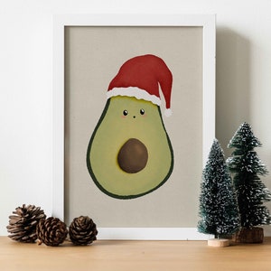 Christmas Avocado Print Christmas Art Print Xmas Poster Cute Avocado ...