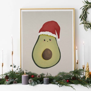 Christmas Avocado Print Christmas Art Print Xmas Poster Cute Avocado ...