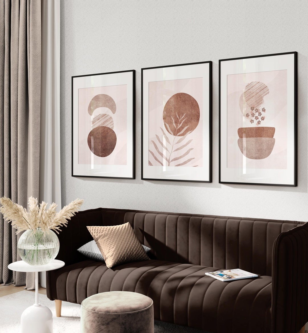 Abstract Print Set of 3 Boho Poster Boho Wall Art Living Room Decor ...