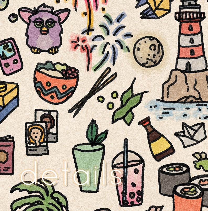 Life Doodle Art Print Life's Tiny Icons Doodle Sketch - Etsy