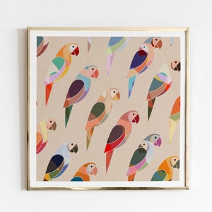 Abstract Parrot Illustration, Animal Printable Art, Colorful Bird Print ...