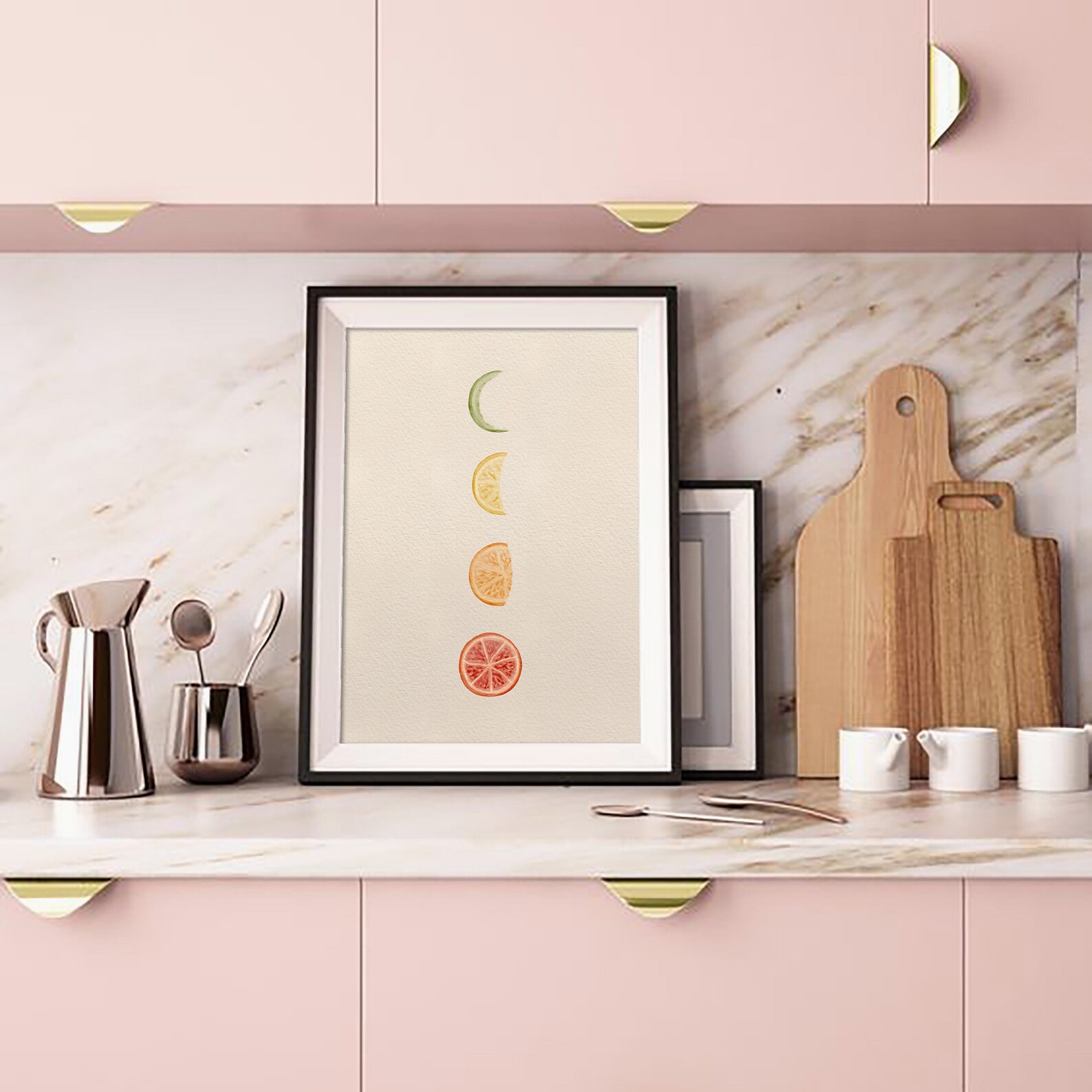 Fruit Moon Phases Print, Kitchen Wall Art, Fruits Art Print, Modern ...