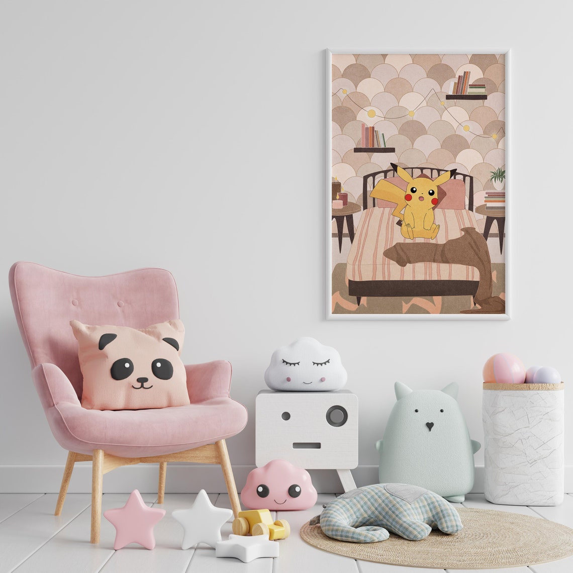 Pikachu Art Print Bedroom Decor Pikachu Pokemon Wall Decor - Etsy