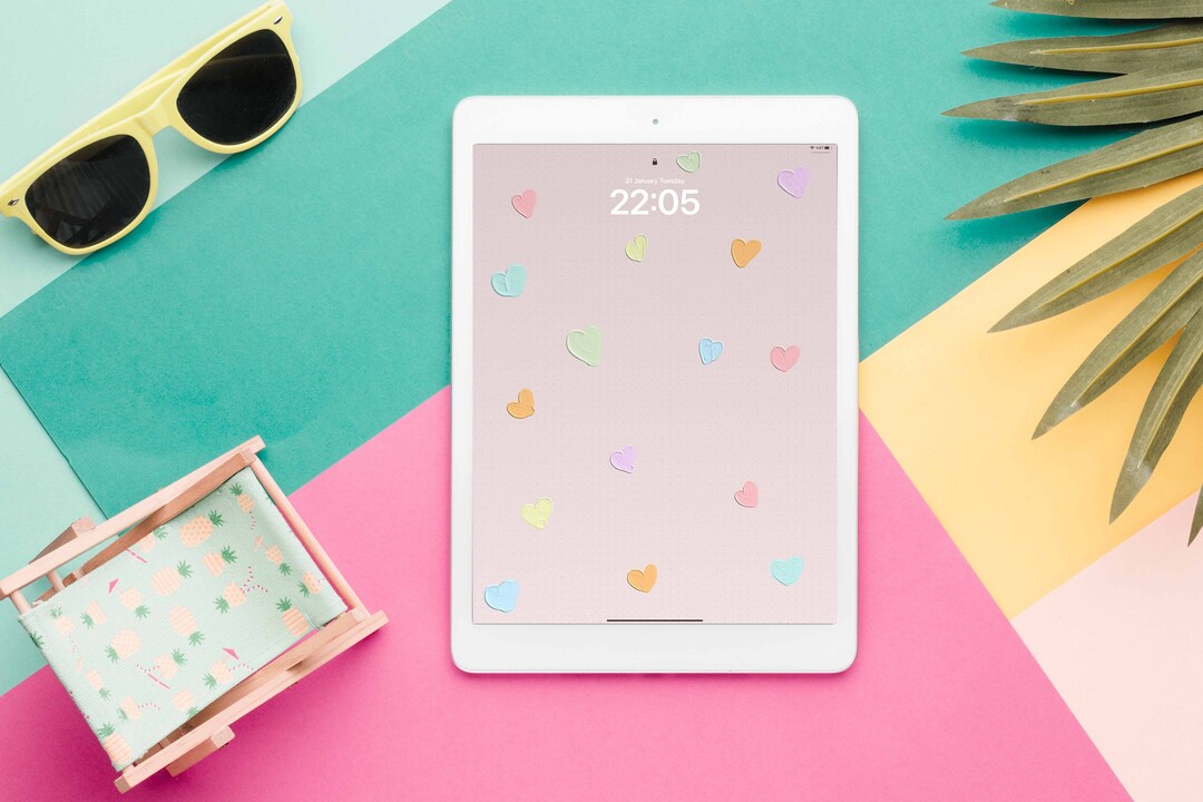 Oil Paint Hearts Wallpaper, Pastel Hearts iPad Wallpaper Aesthetic ...